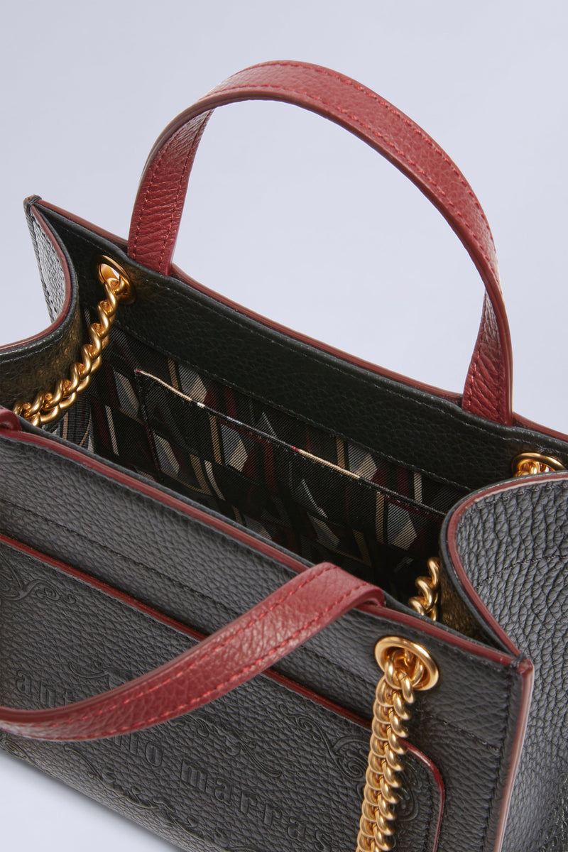 Antonio Marras Becca B Bag tote black embossed logo large leather ...